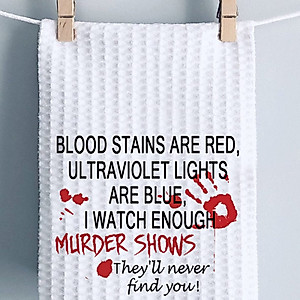 PWHAOO Horror Movie Kitchen Towel Blood Stains are Red Kitchen Towel Crime Show Fan Gift (Blood Stains T)