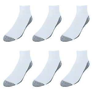 Hanes mens Hanes Men's Socks, 6-pair Pack Max Cushion Ankle, White/Grey Foot Bottom, 6 12 US