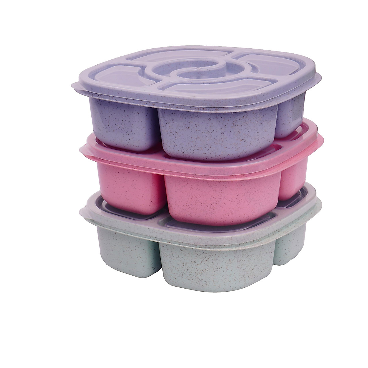 TurtingAs Snack Containers, 4 Pack Reusable Bento Snack Box, 4 Compartments Meal Prep Lunch Containers for Kids Adults, Divided Food Storage Containers for School Work Travel