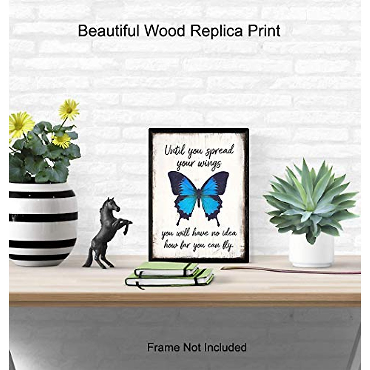 Inspirational Butterfly Wall Art Picture - Boho Positive Quote Home Decor - Encouragement Gift for Women, Girls, Teens - Motivational Self Confidence Decorations for Bedroom, Office, Living Room -8x10
