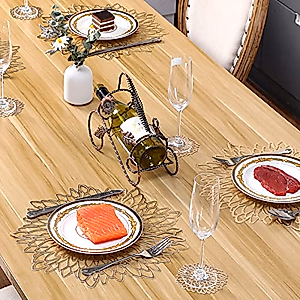 CHENGU 24 Pcs Round Pressed Vinyl Placemats Metallic Place Mat Coaster Set Including Placemats and Coasters Non Slip Heat Resistant Washable Table Mats for Dining Table Kitchen Decoration (Gold)