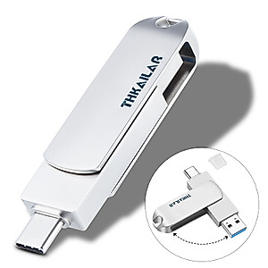 Thkailar 64GB USB C Flash Drive and USB 3.0,2 in 1 USB A to USB C Thumb Drive,Jump Drive/Memory Stick Dual Ports with Key Chain for Computer,Android Phone,MacBook Pro,Tablet,Laptop