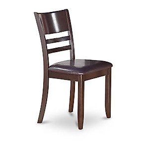 East West Furniture BOLY3-CAP-LC 3 Piece Dining Room Table Set Contains a Round Kitchen Table and 2 Faux Leather Upholstered Dining Chairs, 42x42 Inch, Cappuccino