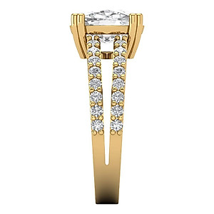 Clara Pucci 3.50 ct Cushion Cut Solitaire Lab Created White Sapphire Designer Anniversary Bridal Engagement Ring 14k Yellow Gold 7