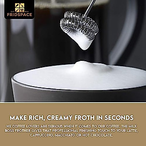 Handheld portable milk frother durable double whisk electric coffee machine, battery operated stainless steel milk mixer with stand, instant foam maker for latte, cappuccino, hot chocolate (Black)