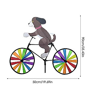 DAADUN Animal Bike Wind Spinner,3pcs 3D Cat Dog Animal Riding Bicycle Windmills Animal Pinwheels for Garden, Yard, Lawn, Whirligig Stake Decoration