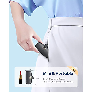 Kuulaa USB C Portable Charger Mini Power Bank 5000mAh Battery Pack 20W PD Fast Charging Portable Phone Charger for iPhone 15/15 Plus/15 Pro/15 Pro Max, Samsung, Google, etc