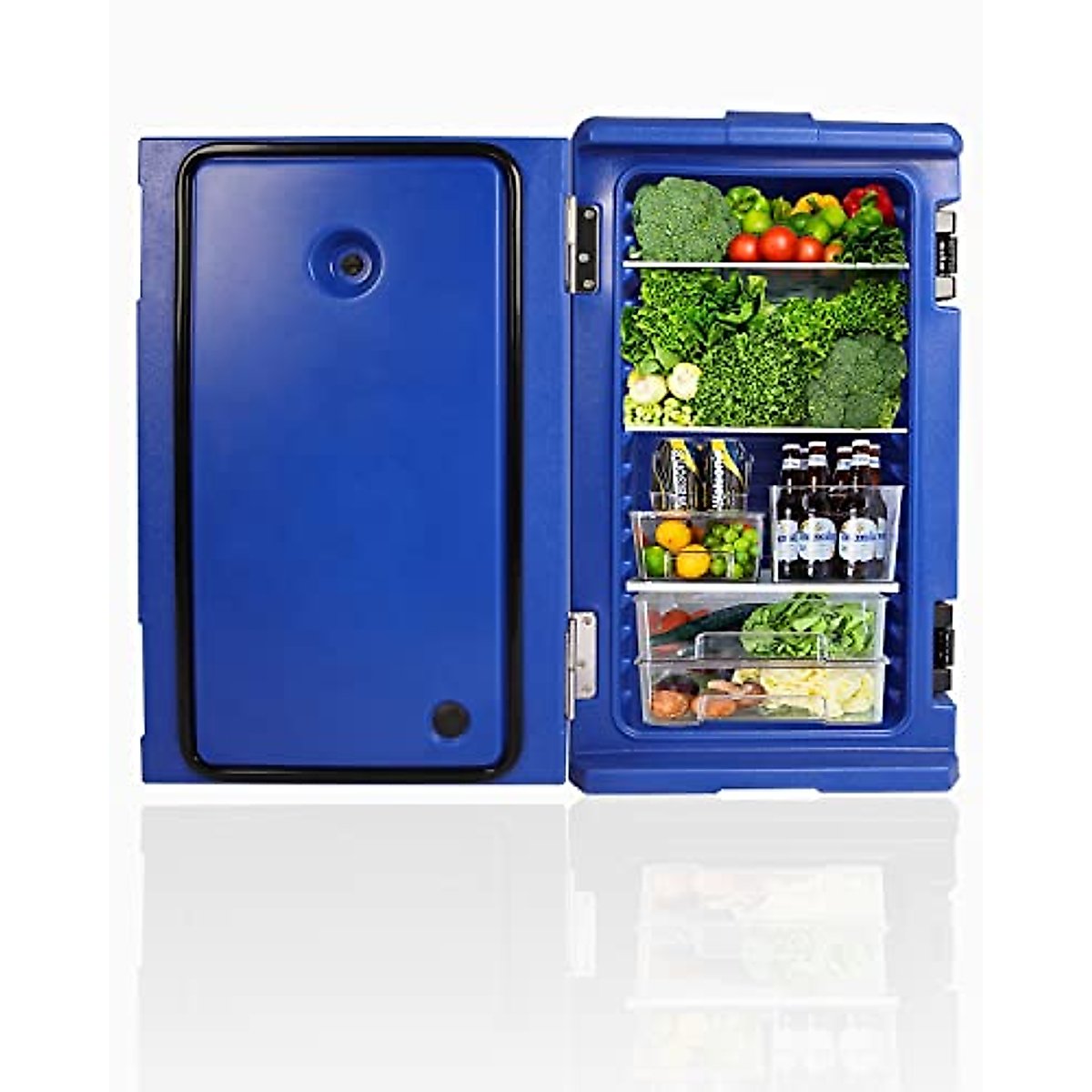Muhub 127QT End-Loading Insulated Food Pan Carrier, LLDPE Material Food Box Carrier with Double Buckles, Front Loading Portable Food Warmer with Handles,Ideal for Canteen and Restaurant Use (Blue)…