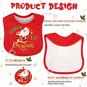 Eurzom Christmas Baby Bib Babies First Christmas Baby Gifts Xmas Newborn Bibs for Baby Girl Boy with Adjustable Closure Baby Drooling Bibs Waterproof for Toddler Infant Unisex, 4 Styles