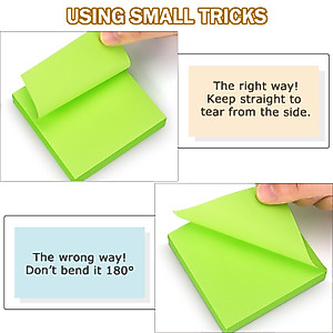 Pop Up Sticky Notes 3x3 inch Bright Colors Self-Stick Pads 12 Pads/Pack 100 Sheets/Pad Total 1200 Sheets