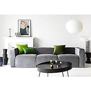 Mixhug Set of 2 Cozy Velvet Square Decorative Throw Pillow Covers for Couch and Bed, Chartreuse, 18 x 18 Inches