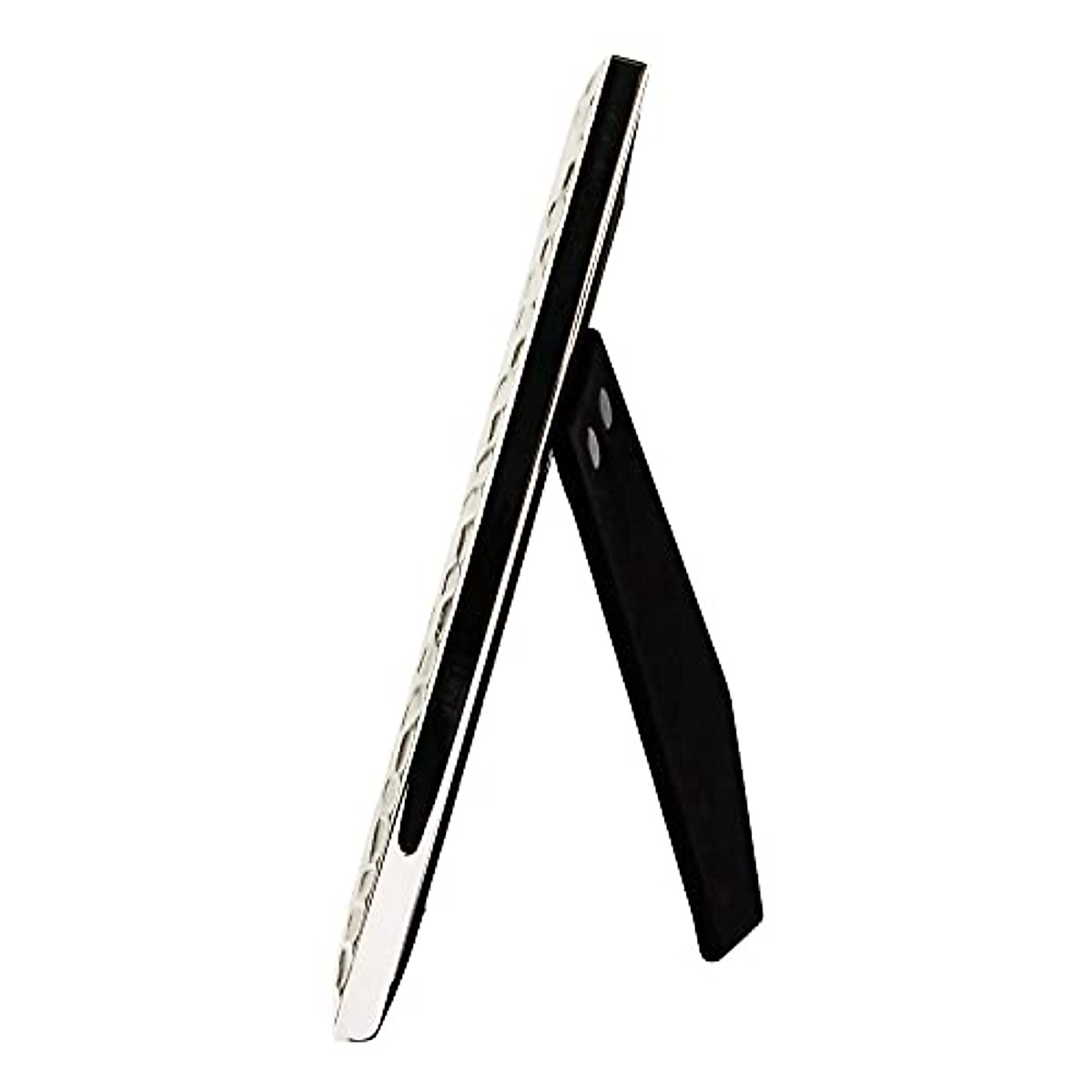 Modern Designer Silver Plated Steel Metal 4x6 Picture Frame with Hammered Frame | Luxurious Black Velvet Backing | Portrait or Landscape