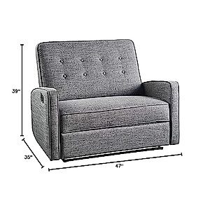 GDFStudio Christopher Knight Home Calliope Buttoned Fabric Reclining Loveseat, Grey / Black
