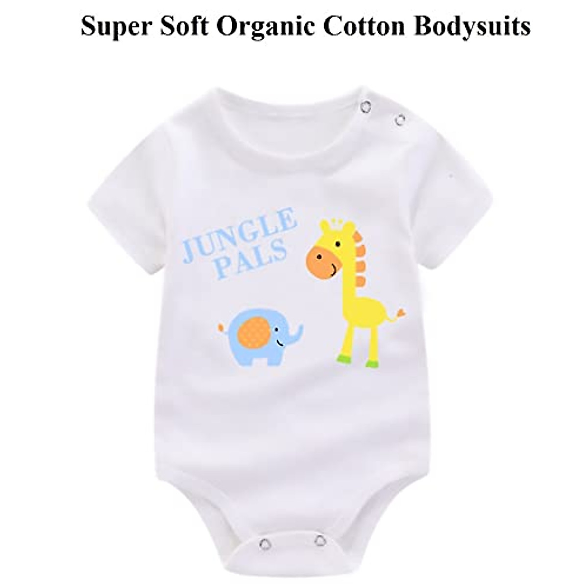 FLORNO Unisex Baby Bodysuits 5-Pack Baby Short Sleeve Bodysuits Onesies Bodysuit Short-Sleeve Bodysuits0 Organic Cotton (9-12 Months)