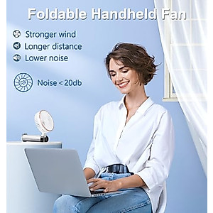 BEYYON Portable Handheld Fan, 5200mAh Metal Handle Portable Fan Rechargeable, 180° Foldable, 6 Speeds USB Rechargeable Fan, Electric Personal Fan with Power Bank for Travel, Outdoor, Camping, Office