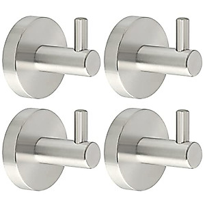 Alise Towel Hook Bathroom Single Robe Hooks Wall Mount Clothes Hook for Bedroom Kitchen Cloakroom Door Back Cabinet,GDL3903LS-4P SUS304 Stainless Steel Brushed Nickel Pack of 4