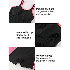 Ocean Blues Women's Blue Athletic Boyleg One Piece Swimsuits Sport Bathing Suit Size Large