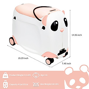 LemoHome Ride on Suitcase for Kids,21" Tow-Along Kids Luggage,Carry-On Cute Bag with Wheels,Airplane Toddler Suitcase,Hard Shell Travel Luggage For Girls Boys (Pink)