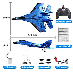 LUCKJOY RC Plane, RC Airplanes, 2.4GHz 2CH Remote Control Airplanes with Automatic Balance System, ZY-530PRO RC Glider for Beginner Adult Kids, Easy to Fly EPP Foam RC Aircraft Fighter with LED Light