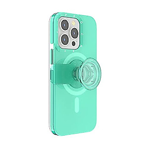 PopSockets: iPhone 13 Pro Case with Phone Grip and Slide Compatible with MagSafe, Phone Case for iPhone 13 Pro, Wireless Charging Compatible- Clear Spearmint