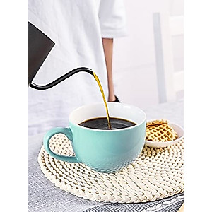 Sweese 622.402 Jumbo Mug Set- 24 Ounce Porcelain Mugs for Soup, Coffee, Tea, Ice Cream, Cereal, Set of 4, Turquoise