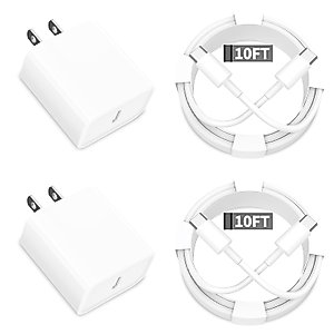 【MFi Certified】iPhone 15 Charger Fast Charging, Rombica 2Pack 20W PD USB-C Type-C Power Wall Charger Adapte + 10FT USB-C to USB-C Charge Cable for iPhone 15/15 Plus/15 Pro/15 Pro Max/iPad Pro/Air/Mini