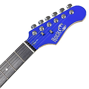 RockJam 6 String Electric Guitar Kit, Right, Blue & Blue, Full-Size (EG1-BL-SK-V)