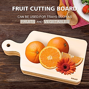 Oomcu 12PCS Wooden Mini Cutting Board with Handle,Rectangle Unfinished Wood Craft Paddle Serving Tray Chopping Board Cutout for DIY Thanksgiving Christmas Home Kitchen Fruit Decor (11.8 x 6.3 Inch)