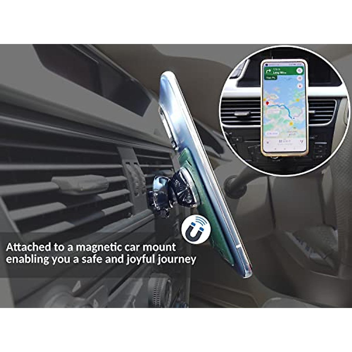 Phone Wallet Stick On Made of Imitation Leather with Stand and RFID Blocking Ideal Phone Card Holder for Credit Cards and ID Card Compatible with Most Smartphones (Green)