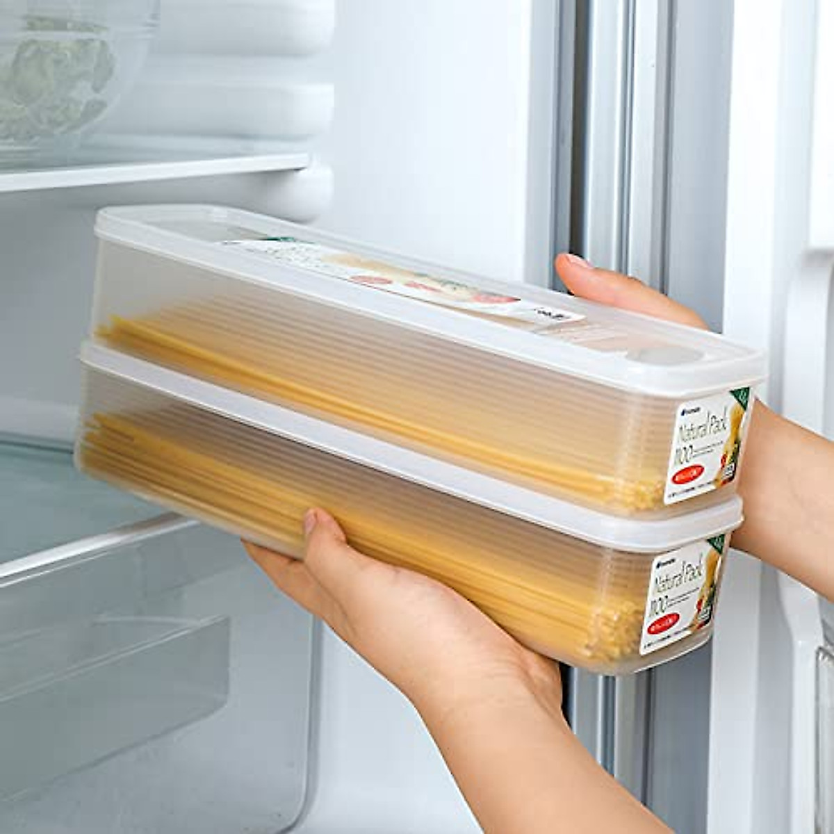 3Pcs Pasta Storage Container Plastic Spaghetti Food Storage Box, Noodle Canister With Lid for Spaghetti, Pasta, Noodles, Eggs, Fruits Snacks (3)