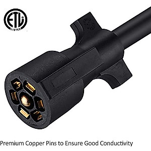 Miady Heavy Duty 7 Way Plug Inline Trailer Cord with 7 Gang Junction Box - 8 Feet, Trailer Plug with Weatherproof Junction Box