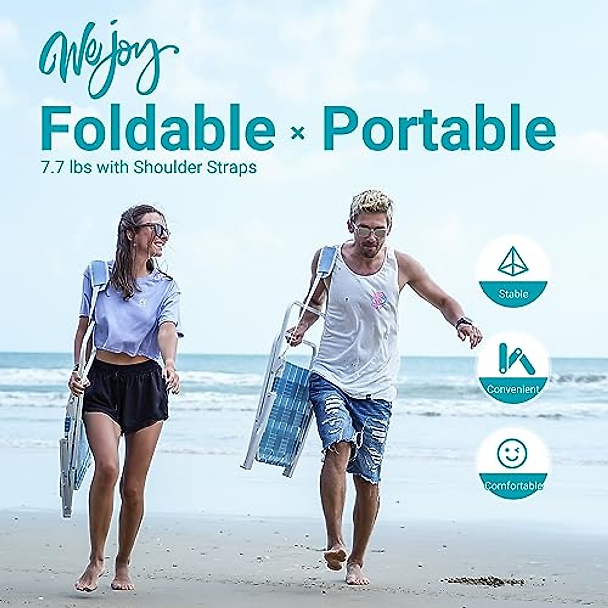 #WEJOY Folding Webbed Lawn Beach Chair, Heavy Duty Portable Chairs for Outside with Hard Arm,Carry Strap for Outdoor Camping Garden Concert Festival Sand Picnic BBQ,265 LBS