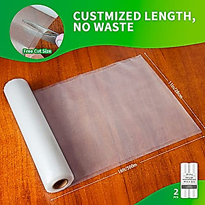 VEBUG Vacuum Sealer Bags, 2 Pack 11’’x16’Vacuum Sealer Bags Rolls, Seal a Meal, Commercial Grade, BPA-Free, Food Vac Bags for Storage, Meal Prep or Sous Vide