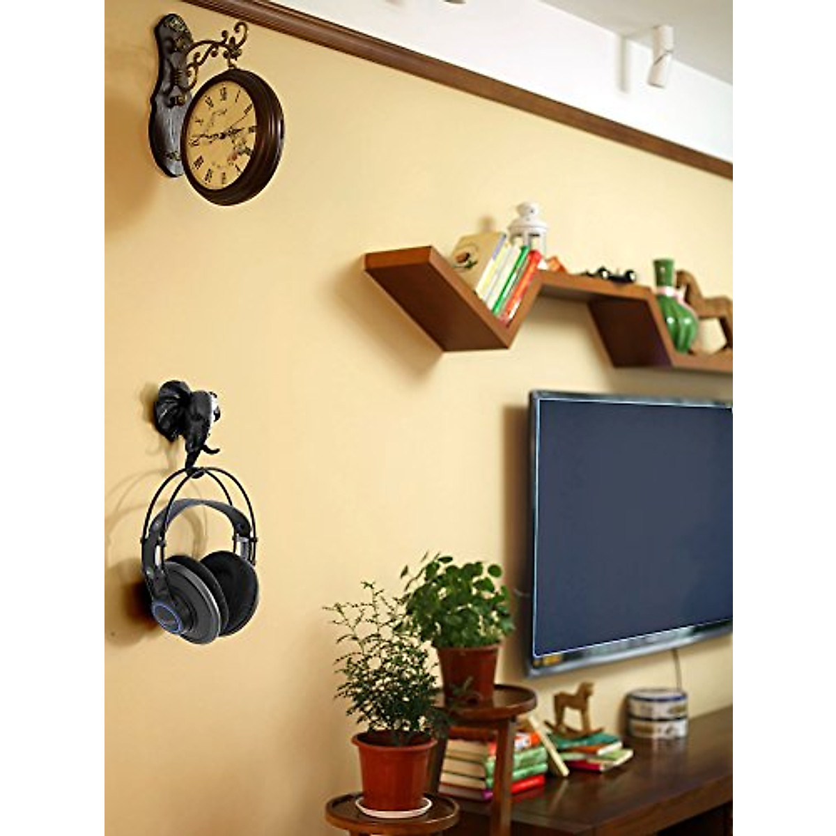 HERNGEE Elephant Head Single Wall Hook/Hanger Animal Shaped Coat Hat Hook Heavy Duty, Rustic Decorative Gift, Black