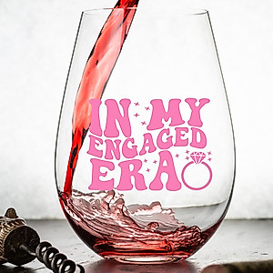 In My Engaged Era WIne and Whiskey Glass Gift Set | Engagement Gift for Couples | Boyfriend and Girlfriend | New Fiance Fiancee for Him and Her - His and Hers Glasses For Mr and Mrs Bride and Groom