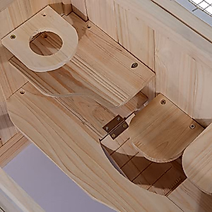 PawHut 2-Level Hamster Cage Mice and Rat House, Small Animal Habitat for Guinea Pigs, Chinchillas with Openable Top, Front Door, Shelf and Ladder