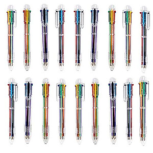 Huji Multicolor 0.5mm Ballpoint Pens for School Supplies Office Arts & Crafts Students Little Ones Party Favor Gift (Multicolor Retractable Pens – 18 PK 6 in 1)