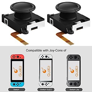 AKNES Gulikit Switch Joycon Replacement-No Drifting, Higher Sensitivity Hall Effect Joystick Replacement Parts for Switch/Switch OLED/Switch Lite, Repair Tool Kit, Left/Right thumbstick Cap(2 Pair)