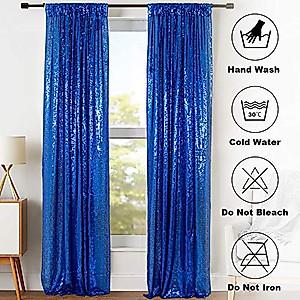 Sequin Curtains 2 Panels Royal Blue 2FTx8FT Sequin Photo Backdrop Sequin Backdrop Curtain Pack of 2-1011E