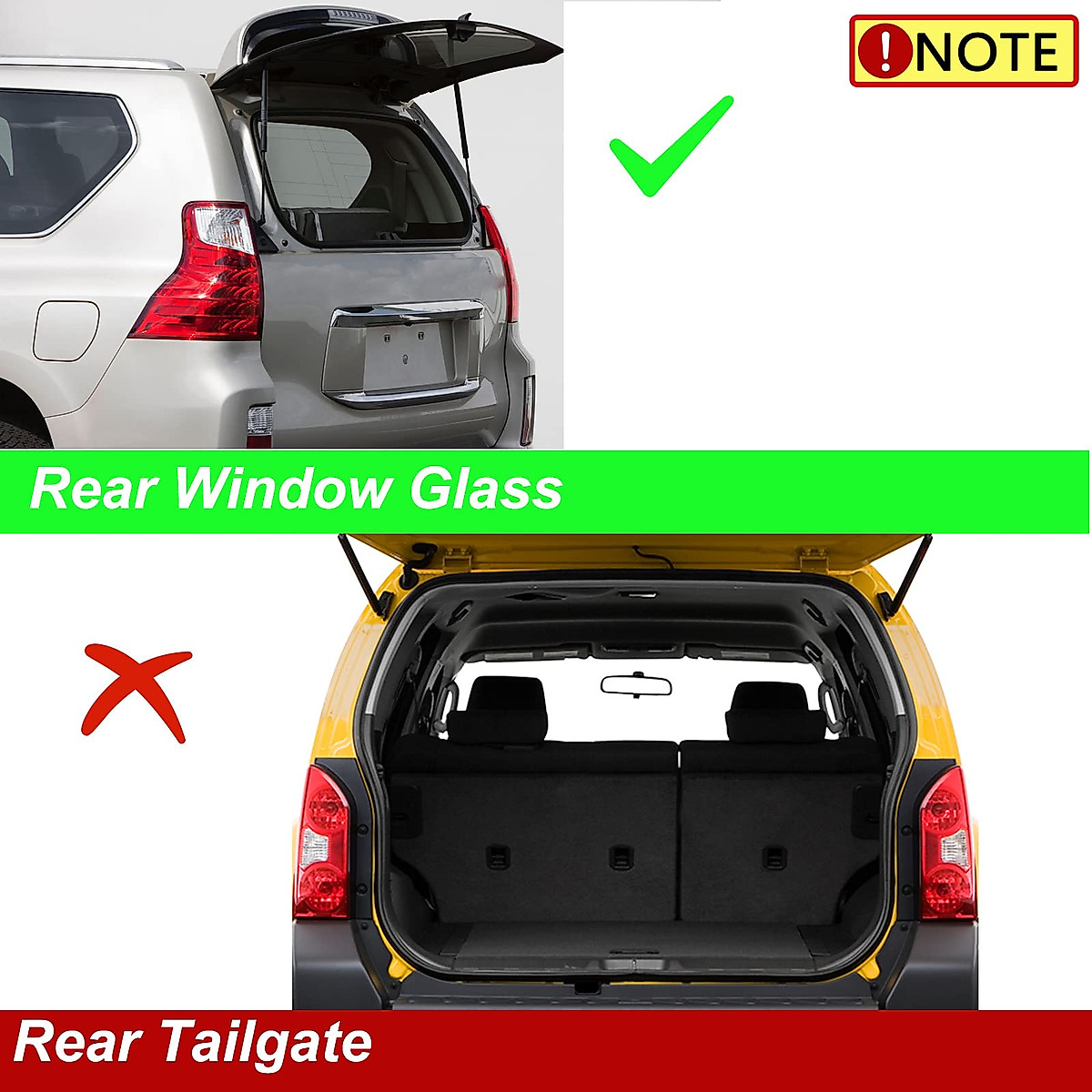 2 x Rear Window Glass Lift Support Gas Charged Struts Replacement for Nissan Pathfinder R51 2005-2013