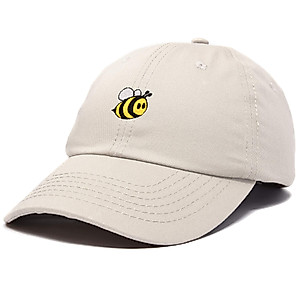 DALIX Bumble Bee Baseball Cap Dad Hat Embroidered Womens Girls in Beige