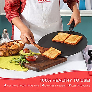 Vinod MT30 Nonstick Flat Multi Tawa 30cm, 12-Inch, Black