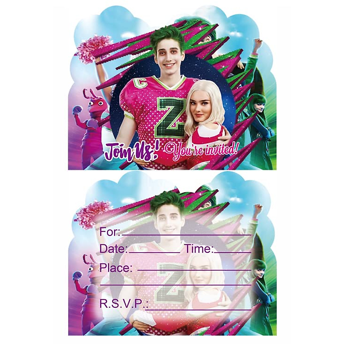 NINIMBLE 20pcs Zombies 3 Birthday Party Invitations,Zombies Invitations Birthday Party Supplies Decoration (Invitations5)