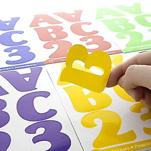 BAZIC Alphabet Numbers Stickers 6 Colors, 2" A to Z 0 to 9 Self-Adhesive Large Sticker for Laptop Cardstock Labeling (72/Pack), 1 Unit, Random Color