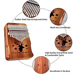 Topnaca Finger Piano Mbira with Study Instruction, Tune Hammer and EVA Piano bag, Acacia wood, Portable Kalimba for Kids Adult Beginners（Brown)