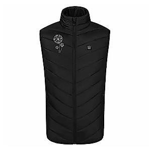 ysgfhgjw Black Of Friday Fleece Heated Vest For Men Women, 4 Heating Zones, Lightweight Outdoor Heating Vest (Battery Pack Not Included) Black M
