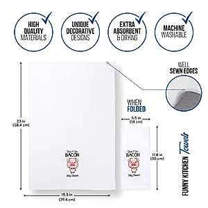 Aller Home & Kitchen Funny Kitchen Towels with Sayings. 4pc Kitchen Towel Set, Fun Pun Food Design incl Taco. Waffle Weave Towel, Decorative Funny Dish Towels for Mom. Cute Kitchen Towels for Gifts