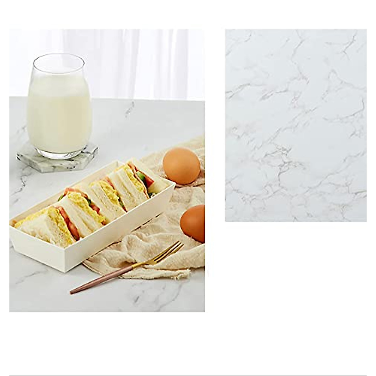 2 PCS Boards Photo Backdrop 2 Marbles Texture for Flat Lay, Food Photography Background 24x24 Inch, BEIYANG (Marble+Marble) …