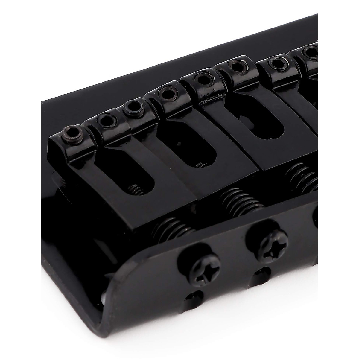 Metallor Top Load Guitar Bridge Tailpiece Fixed Hardtail Saddle Bridge Compatible with 6 String Fender Strat Tele Style Electric Guitar Parts Black.