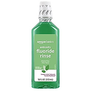 Amazon Basics Anticavity Fluoride Rinse, Alcohol Free, Mint, 18.00 Fl Oz (Pack of 4) (Previously Solimo)